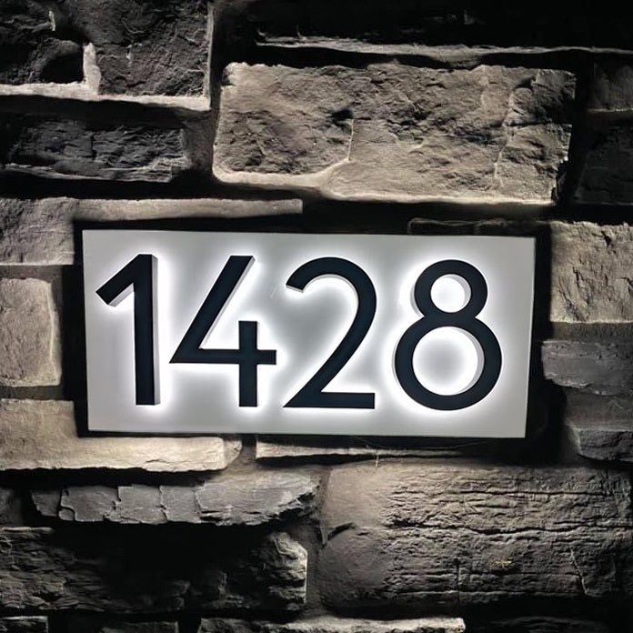 Solar Battery Powered House Numbers Sign Door Number Plaque Modern Hot ...