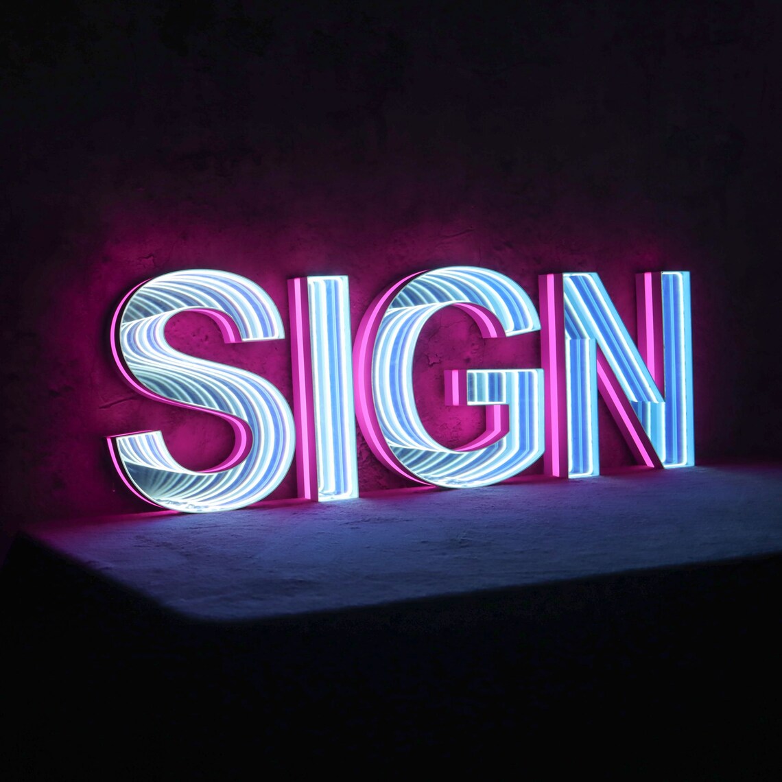 LED Neon Infinity Mirror Channel Letter & Numbers Custom Business Sign ...