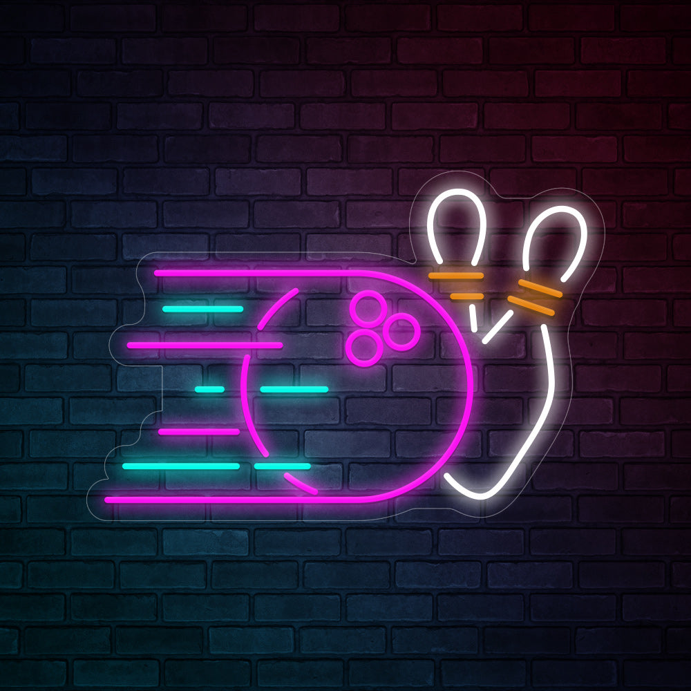 Bowling Neon Sign Alley Bar Center Store Front Logo Lighting Sign ...